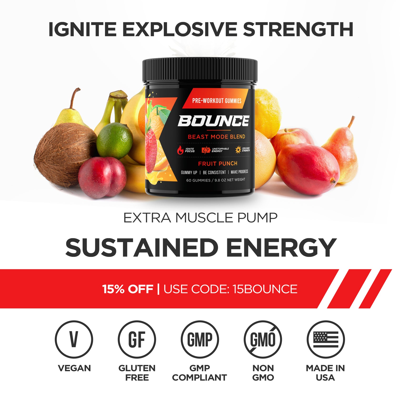 Pre-Workout Gummies - Fruit Punch Beast Mode – Bounce Nutrition